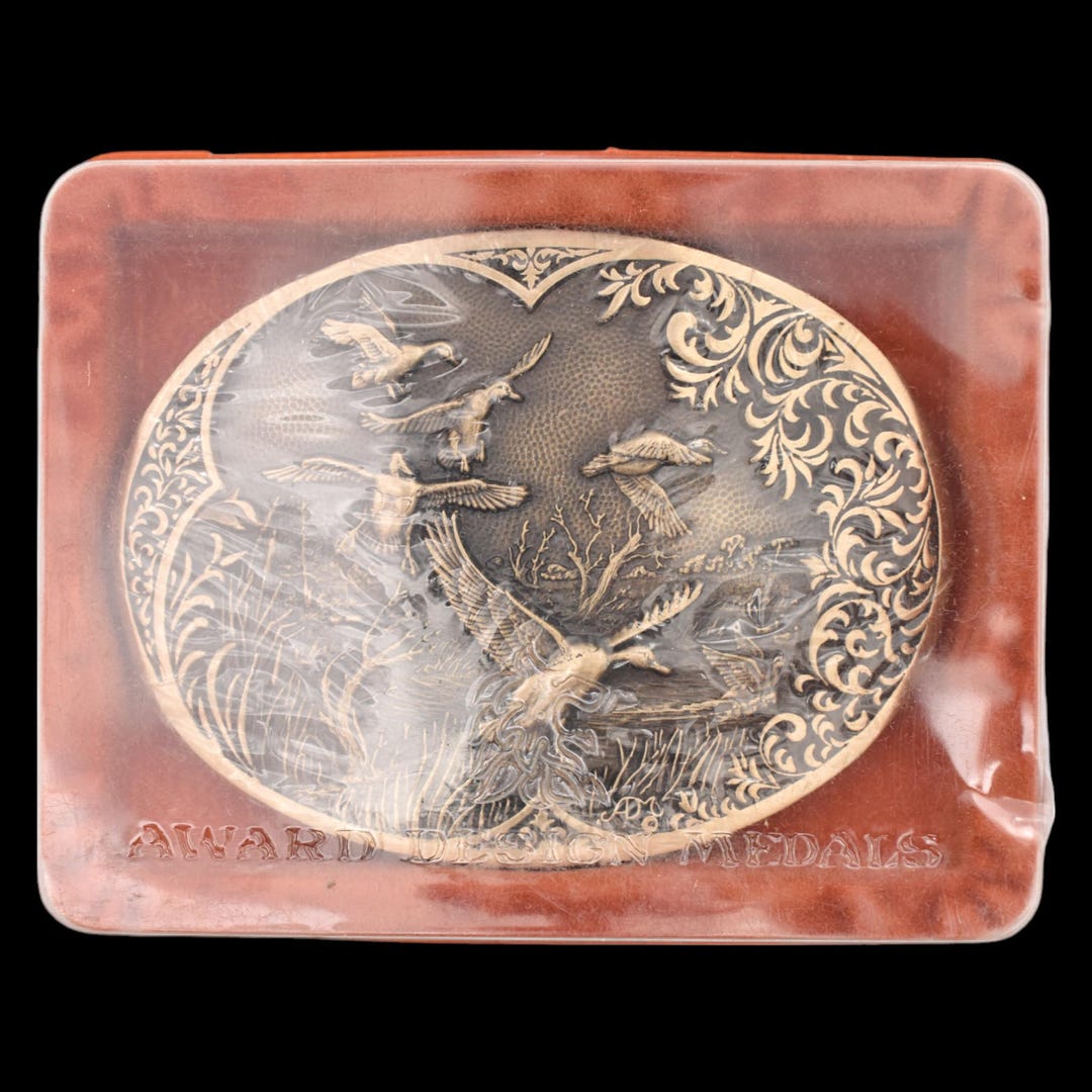 Solid Brass Mallard Ducks Award Design Medals Vintage Belt Buckle - Etsy