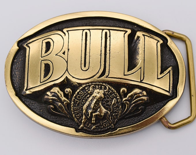 Schlitz Bull Brewing Beer Malt Liquor 1970s Solid Brass Vintage Belt ...