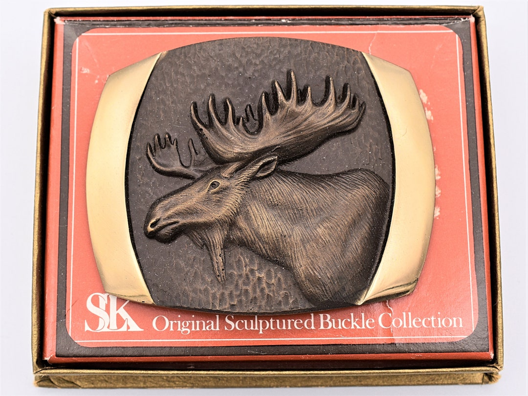 Solid Bronze Moose Bull SL Knight 1980s BTS Vintage Belt Buckle - Etsy