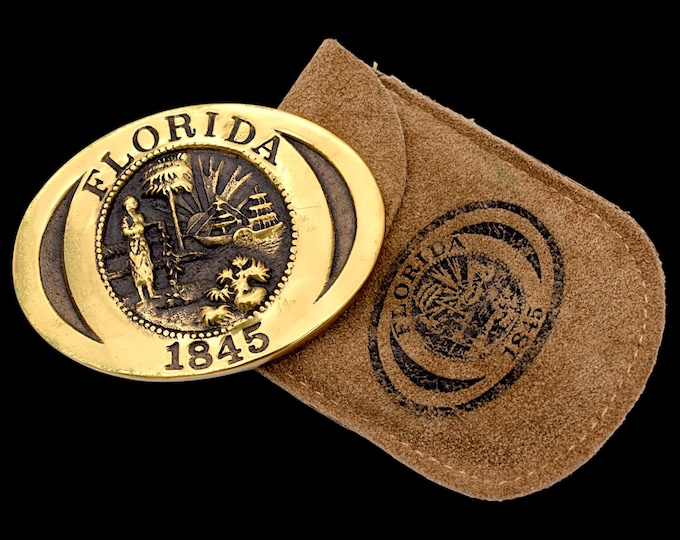 FLORIDA PONCE De LEON Solid Brass Belt Buckle Heritage Mint 1980 ...