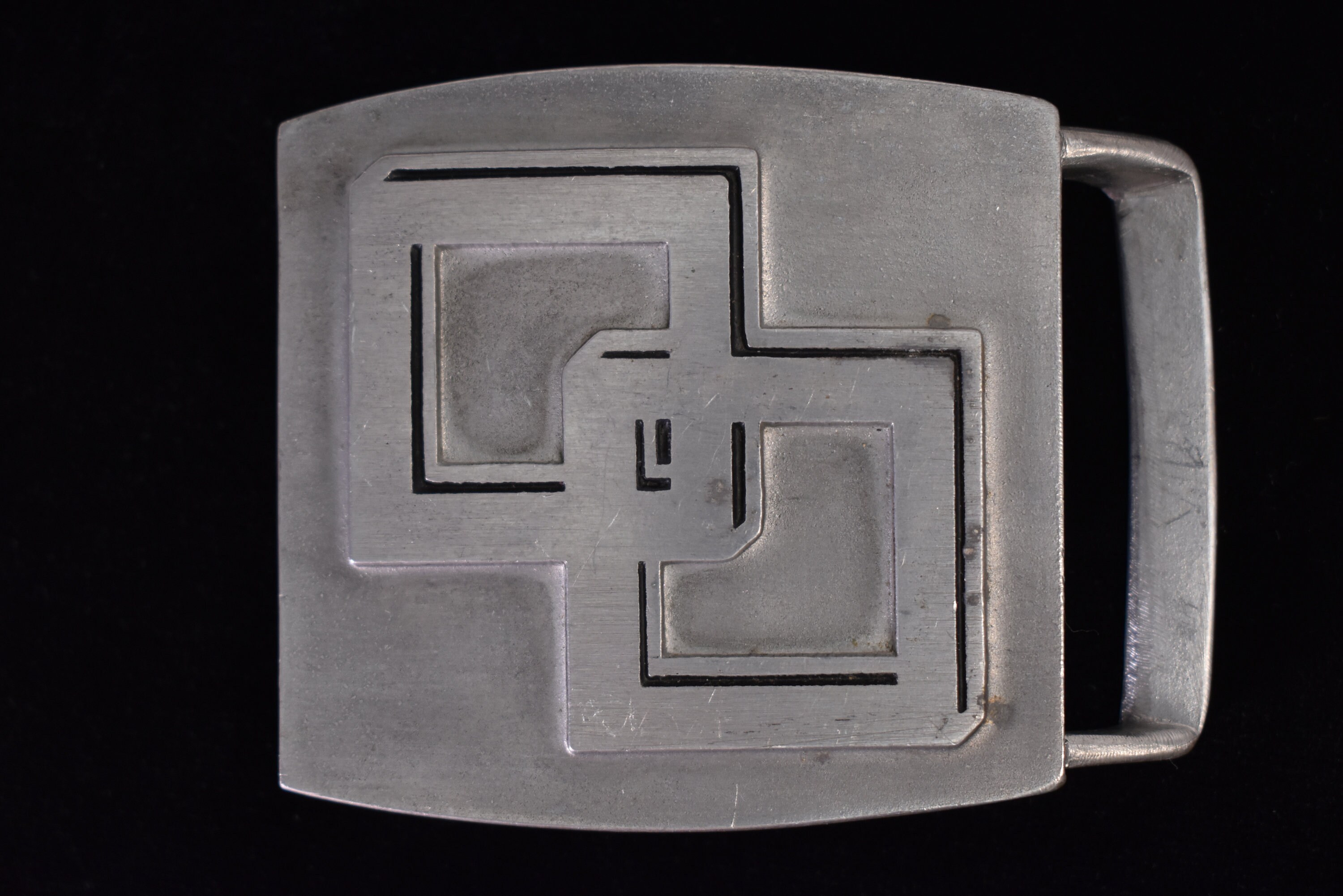 Square Geometric Retro 80s Vintage Pewter Belt Buckle John E - Etsy