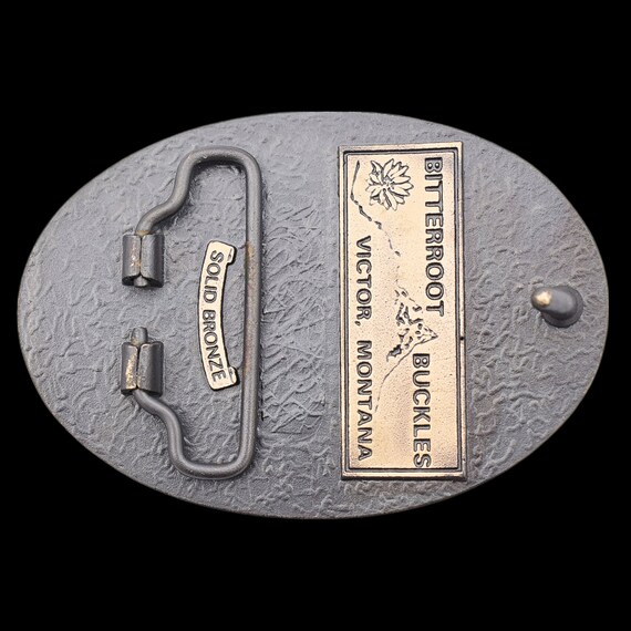 Solid Bronze Bison Buffalo Vintage Belt Buckle - Gem