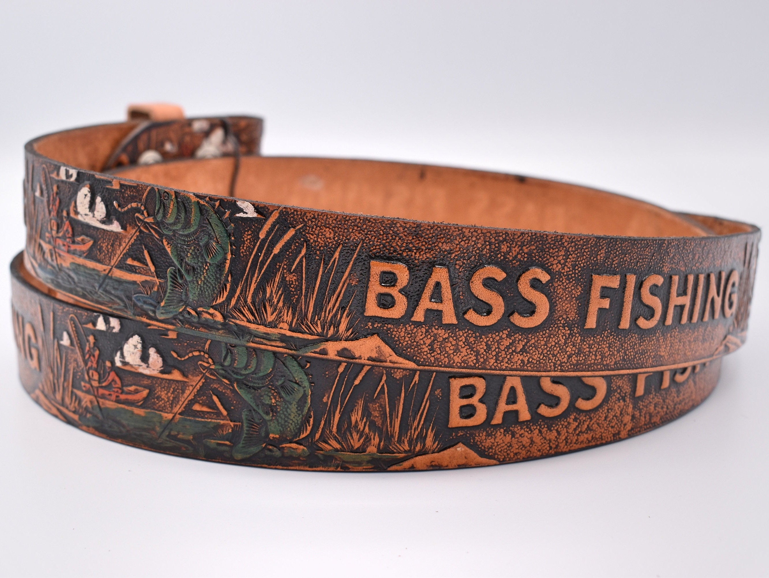 Vintage Genuine Leather Handmade Bass Fishing Belt CUSTOM - Etsy