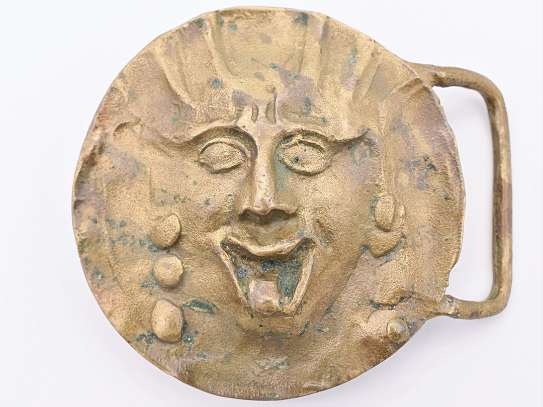 1970s Solid Brass Laughing Jester Face Vintage Belt Buckle - Etsy