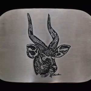 Impala Brushed Nickel Etched Vintage Belt Buckle-mains Favre - Etsy