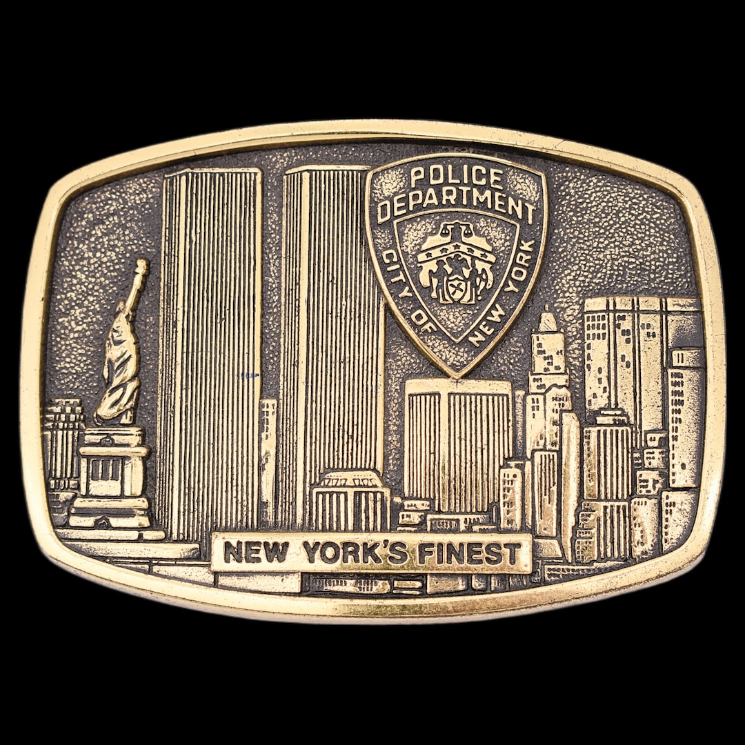 New York Police Department Solid Brass Twin Towers Vintage Belt Buckle ...