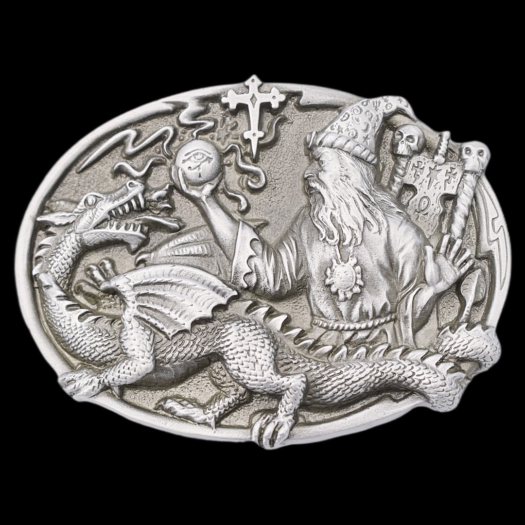 Wizard Dragon Orb Staff Fantasy Magic Scene Belt Buckle - Etsy