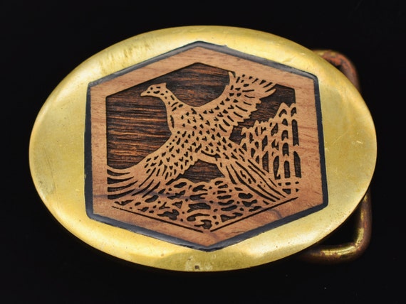 Pheasant Rooster Flush Brass Wood Inlay Laser Engraved SMALL | Etsy