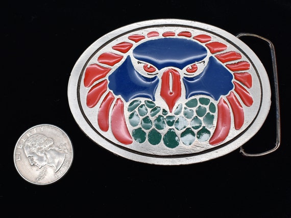 1970s Feathered Hawk Falcon Vintage Belt Buckle - Gem