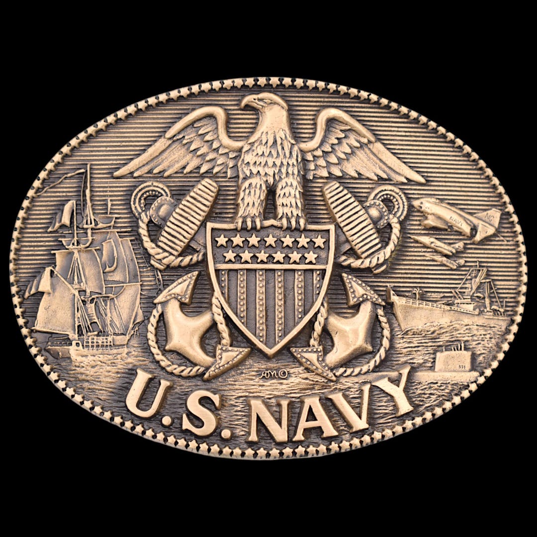 Solid Brass US Navy Vintage Belt Buckle - Etsy