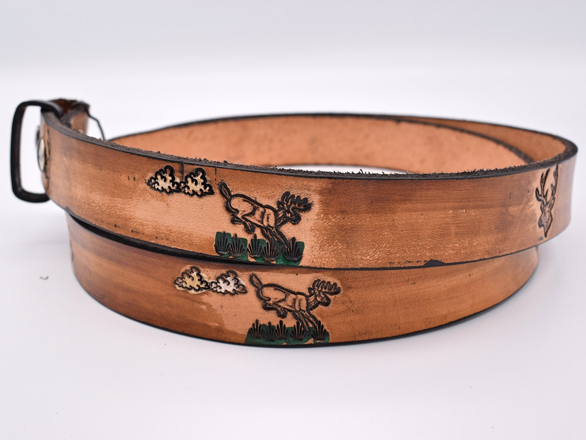 Vintage Genuine Leather Handmade Deer Buck Belt ~ CUSTOM SIZING Maximum ...