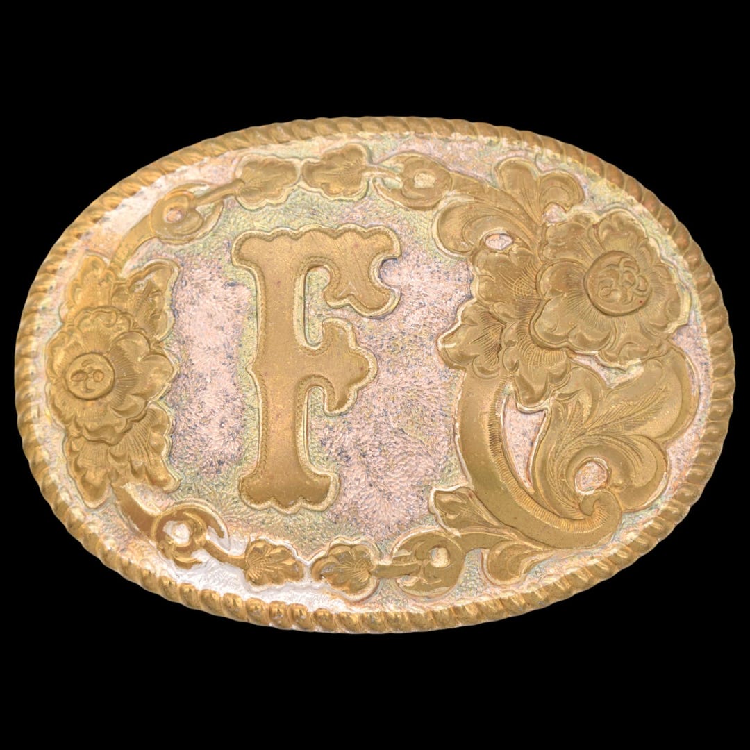 Letter F Western Paisley Vintage Belt Buckle by Crumrine - Etsy