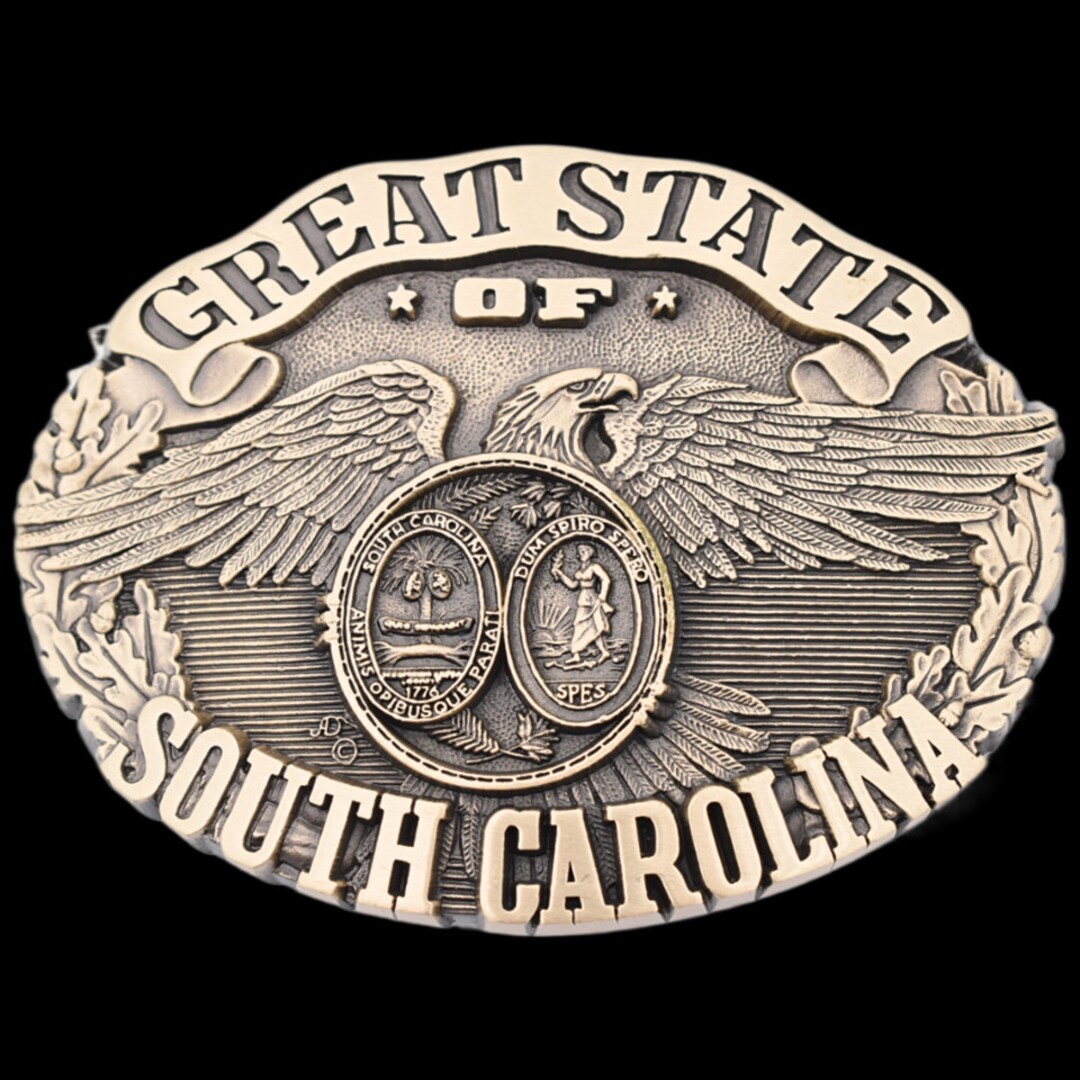 Solid Brass South Carolina State Seal 1980s Vintage Belt Buckle - Etsy