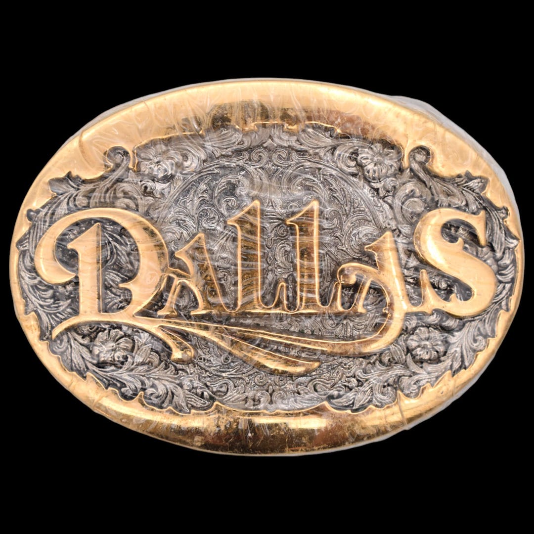 Dallas Texas Solid Brass Gold & Silver Plate Vintage SMALL Belt Buckle ...
