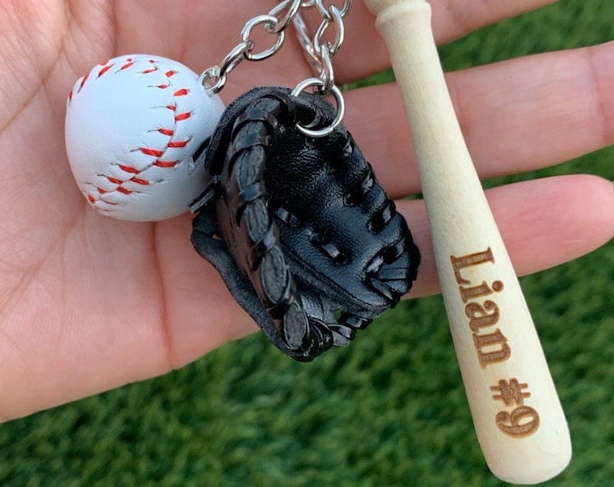 Best Gift Team Athlete | Baseball Key Chain | Mini Baseball Set Tag ...