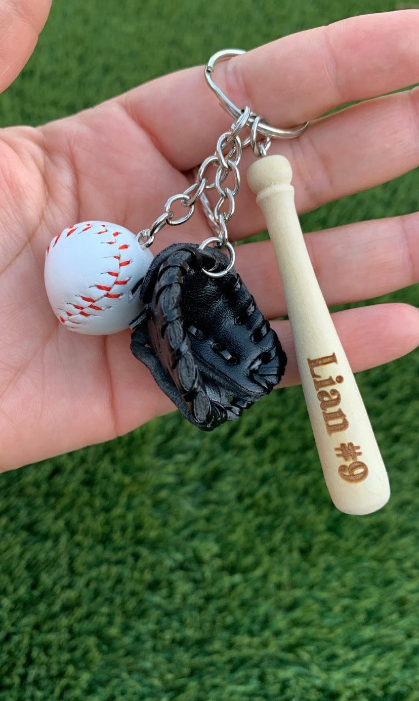 Best Gift Team Athlete | Baseball Key Chain | Mini Baseball Set Tag ...