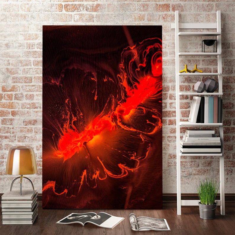 Red Modern Wall Painting Decor Red Abstract Contemporary Wall | Etsy