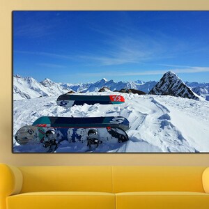 Snowboard wall art Snowboard wall decor Snowboard canvas | Etsy