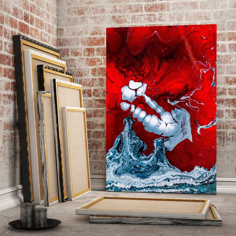 Red Marble Abstract Wall Art Red Abstract Wall Decor Modern | Etsy