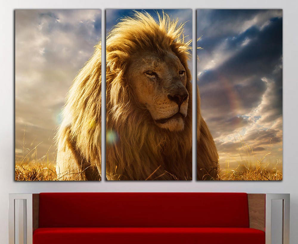 Lion canvas Lion wall decor Lion wall art Lion print Animal | Etsy