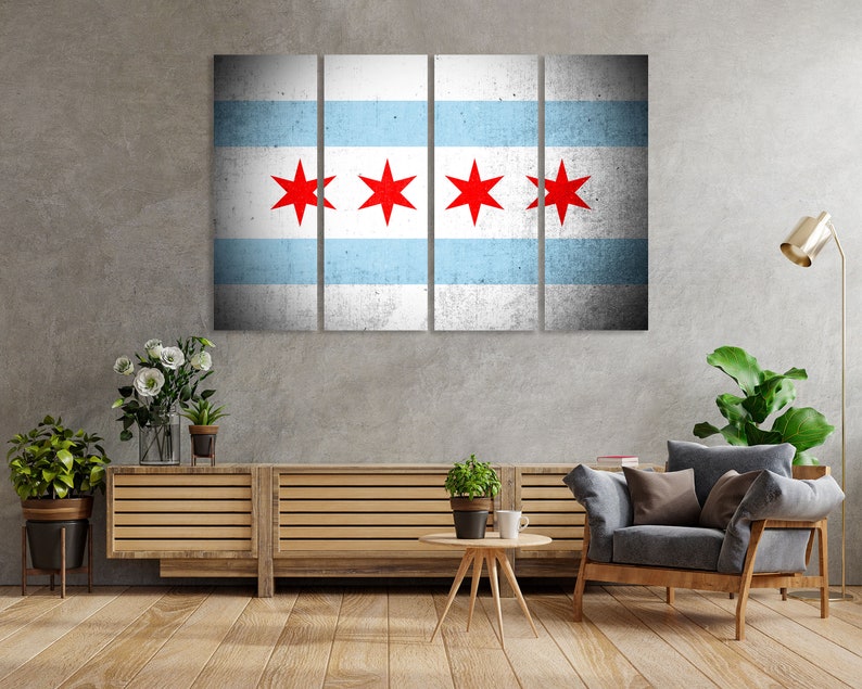 Chicago Flag Wall Art Chicago Flag Wall Decor Chicago Flag - Etsy