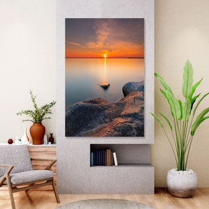 Beautiful Sunset Wall Decor for Home, Sunset Over Water Wall Art ...