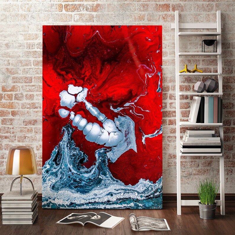 Red Marble Abstract Wall Art Red Abstract Wall Decor Modern | Etsy