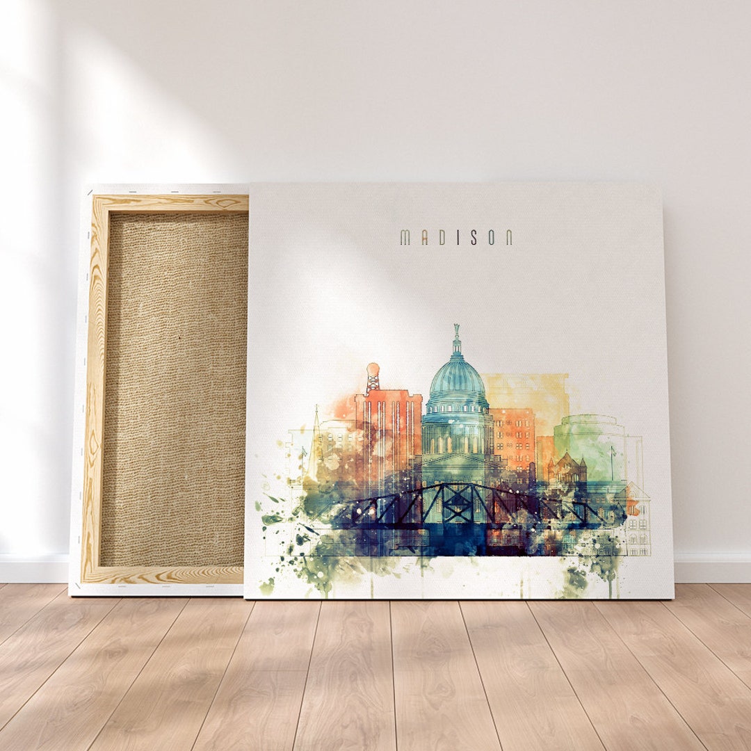 Madison Framed Canvas Wall Art, Wisconsin Artistic Prints on Canvas ...