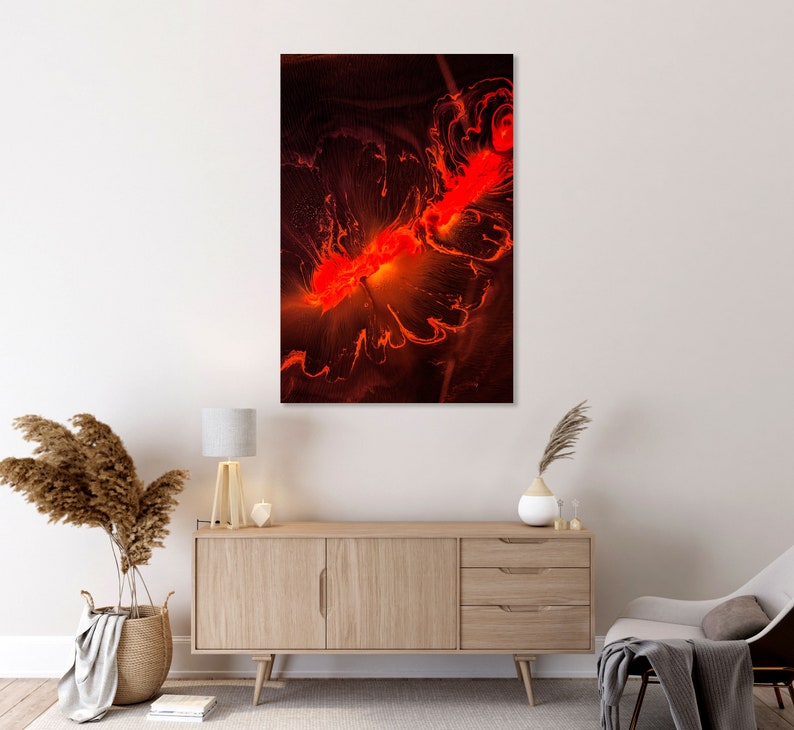 Red Modern Wall Painting Decor Red Abstract Contemporary Wall - Etsy