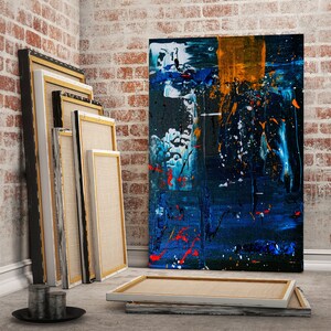Deep Blue Abstract Wall Decor Oil Abstract Canvas Wall Art - Etsy