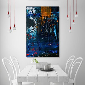 Deep Blue Abstract Wall Decor Oil Abstract Canvas Wall Art - Etsy