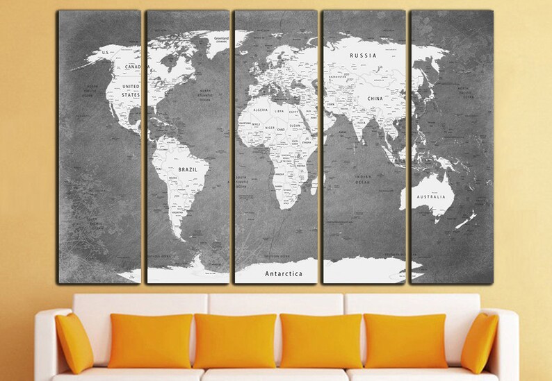World Map Canvas Print Wall Art World Map Wall Decor World Map | Etsy