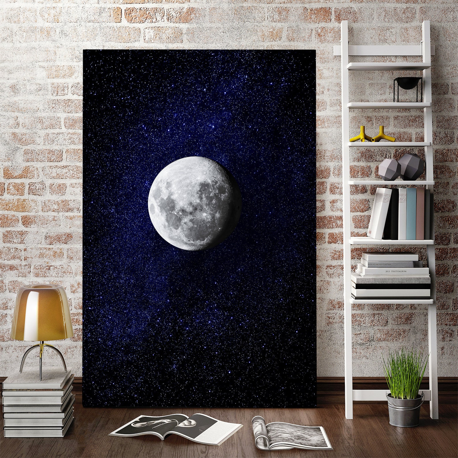 Moon wall decor canvas Space wall art paintings | Etsy