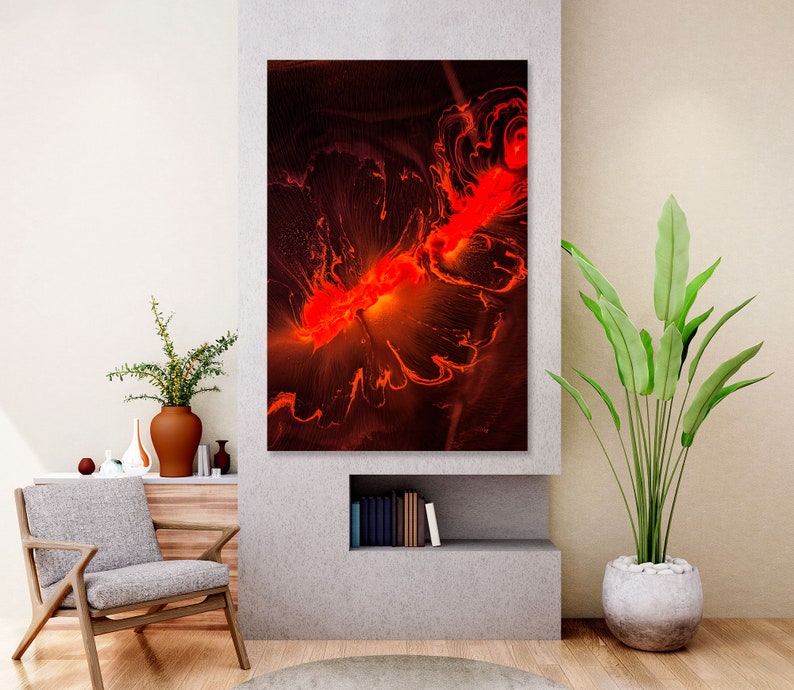 Red Modern Wall Painting Decor Red Abstract Contemporary Wall - Etsy