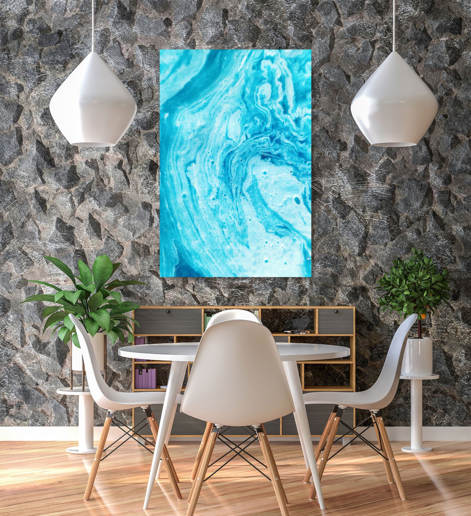 Blue Abstract Art Panel Wall Art Modern Abstract Wall Art - Etsy