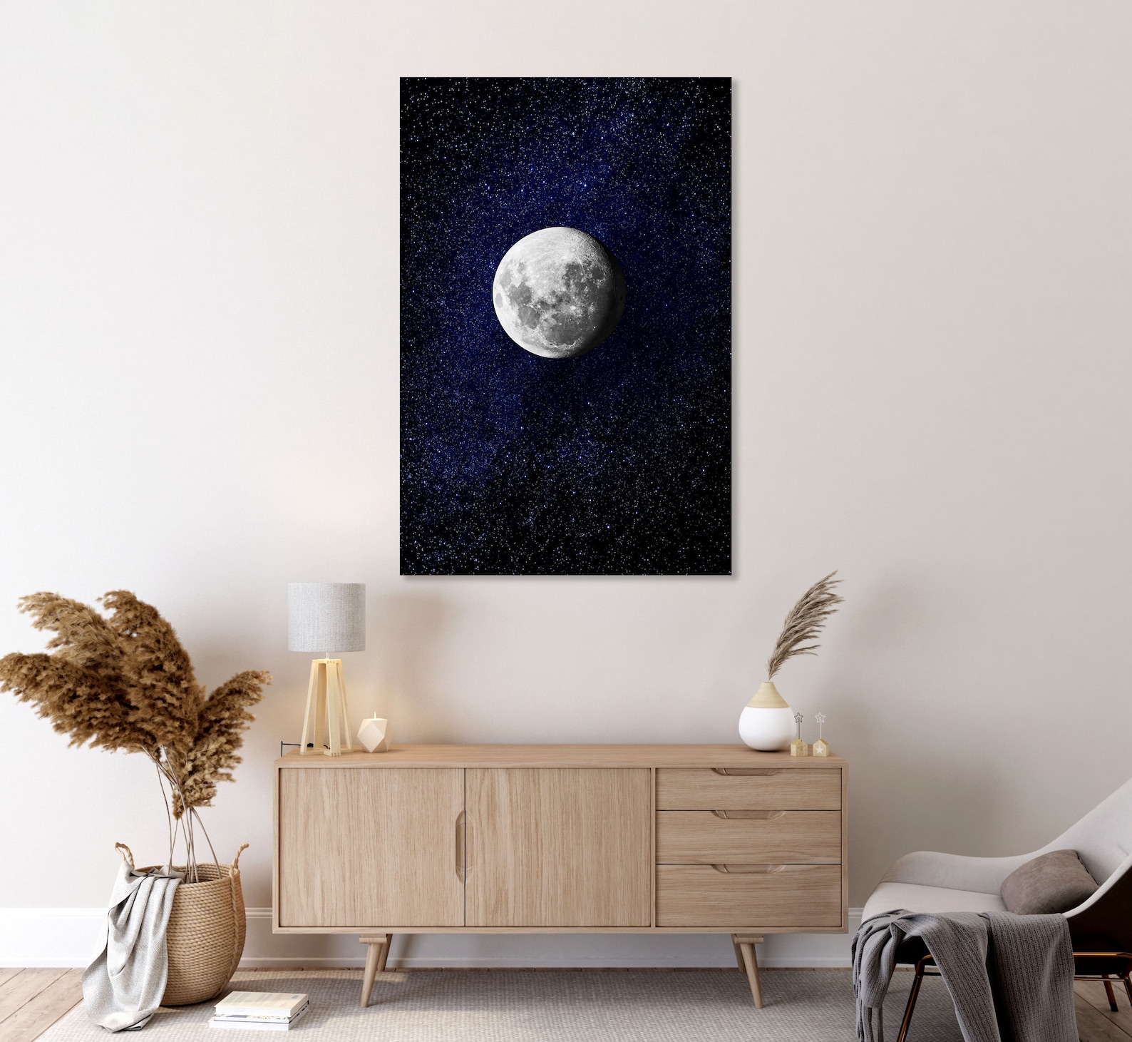 Moon Wall Decor Canvas Space Wall Art Paintings Starry Sky - Etsy
