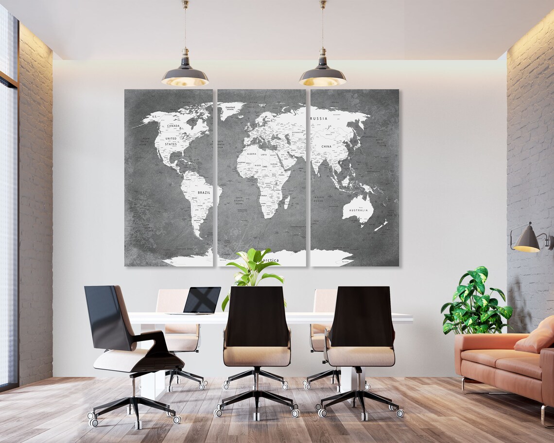 World Map Canvas Print Wall Art World Map Wall Decor World Map - Etsy