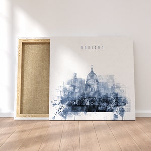 Madison Framed Canvas Wall Art, Wisconsin Artistic Prints on Canvas ...