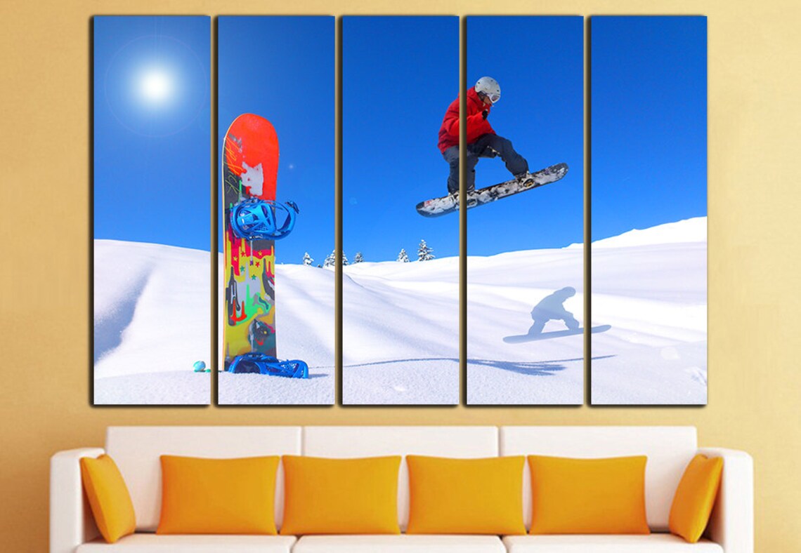 Snowboard Wall Art Snowboard Wall Decor Snowboard Canvas Print | Etsy