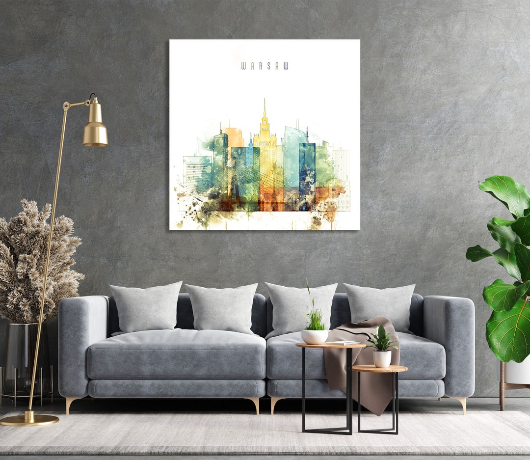 Warsaw Framed Canvas Wall Art, Poland Prints on Canvas, Ready to Hang ...