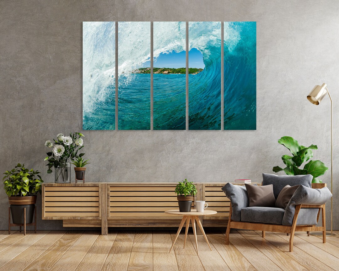 Wave Print Ocean Canvas Ocean Wall Art Ocean Wall Decor Wave Wall Art ...