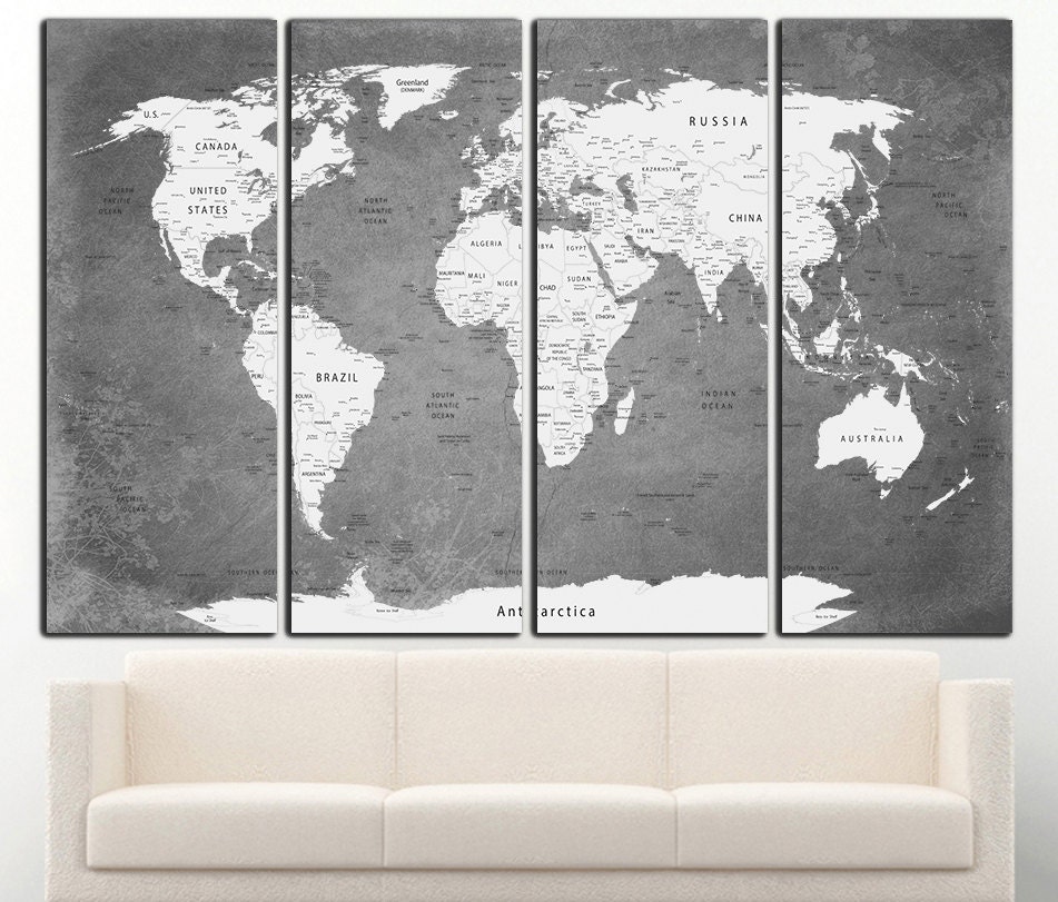 World Map Canvas Print Wall Art World Map Wall Decor World Map | Etsy