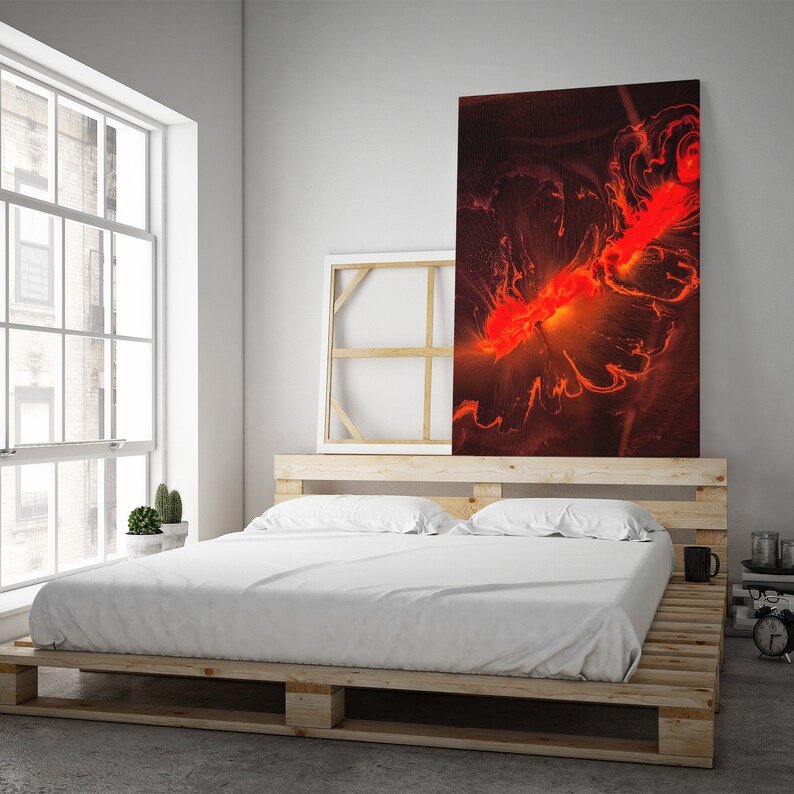 Red Modern Wall Painting Decor Red Abstract Contemporary Wall | Etsy