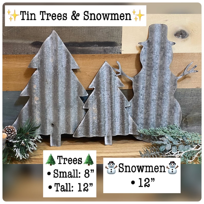 Winter Tins / Tin Tree / Tin Snowman - Etsy