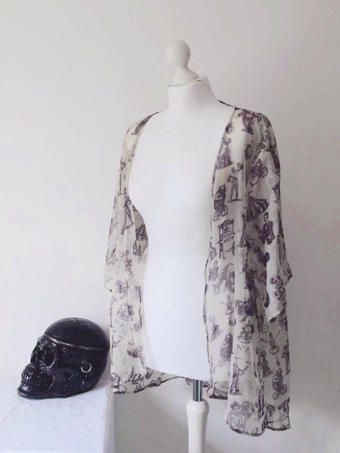 Kimono Jacket With Vintage Victorian Circus Pattern Silk From End of ...