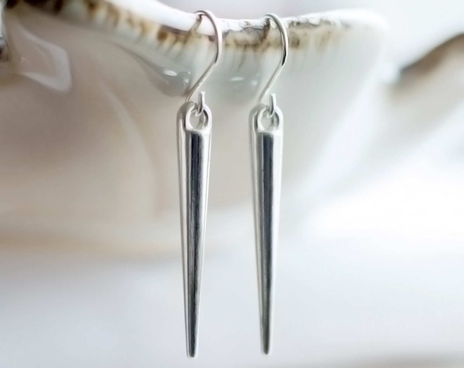 Long Silver Spike Earrings Antique Silver Punk Earrings | Etsy