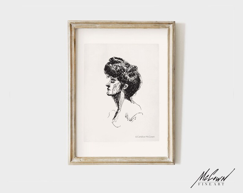 Gibson Girl Ink Sketch Drawing Print - Etsy