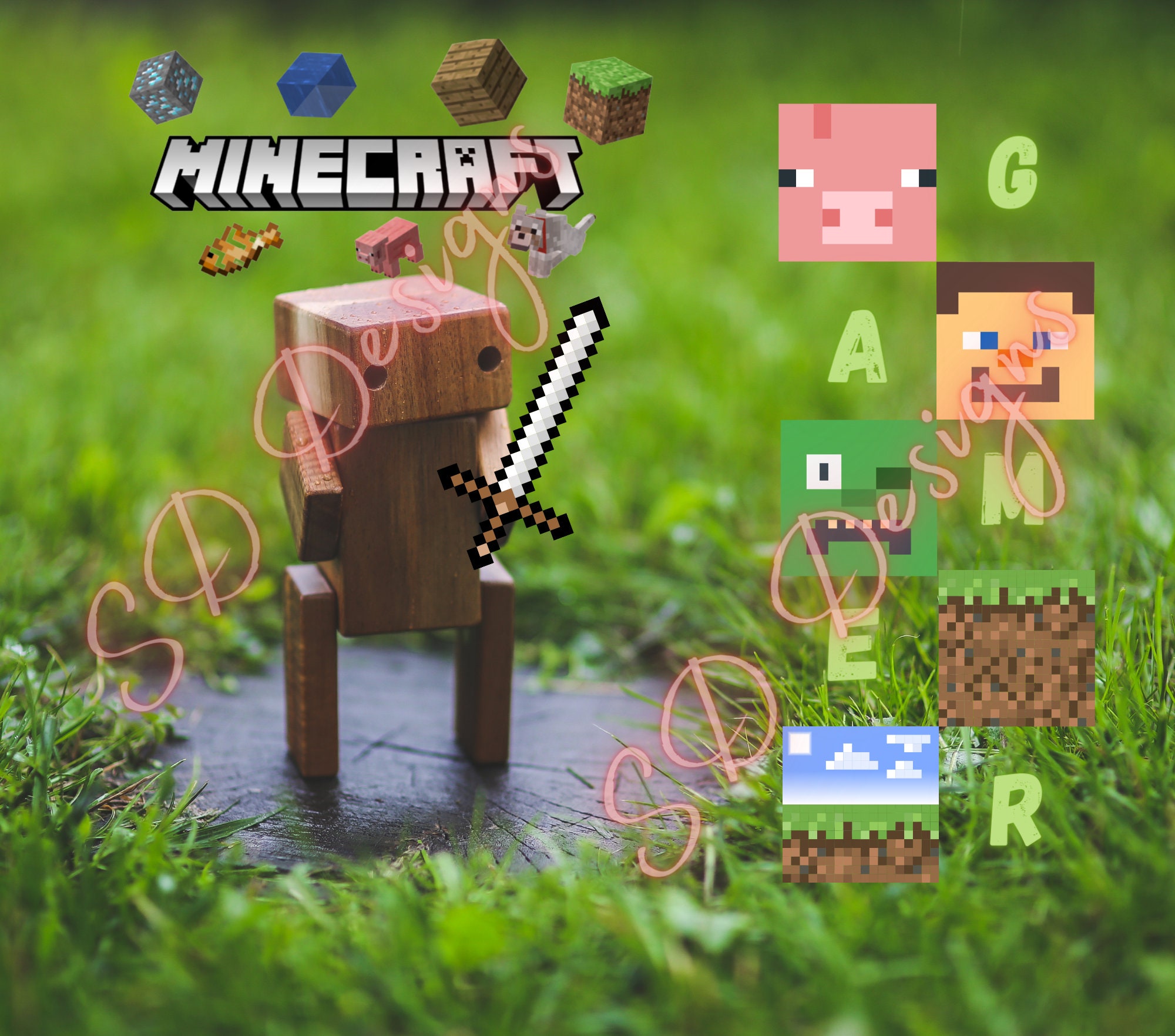 Minecraft Gamer Tumbler Wrap straight Skinny PNG - Etsy