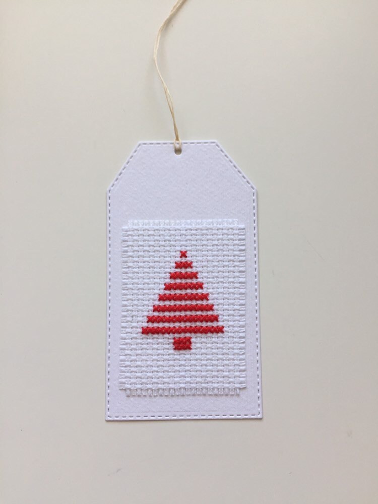 3 Completed Cross Stitch Gift Tags With Different Motives Christmas ...