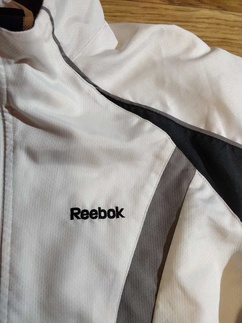 Reebok Vintage Mens Tracksuit Top Jacket White Black | Etsy